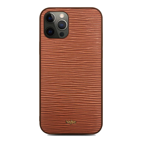 Teleplus iPhone 12 Pro Max Kajsa Wave Pattern Kapak Kahverengi Kılıf