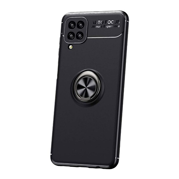 Teleplus Samsung Galaxy A12 Ravel Yüzüklü Silikon Siyah Kılıf