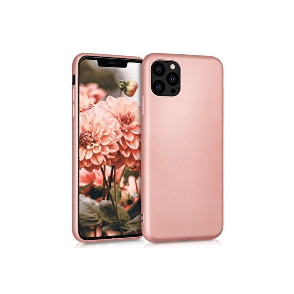 Teleplus iPhone 13 Pro Lüks Mat Silikon Rose Gold Kılıf + Nano Glass Ekran Koruyucu
