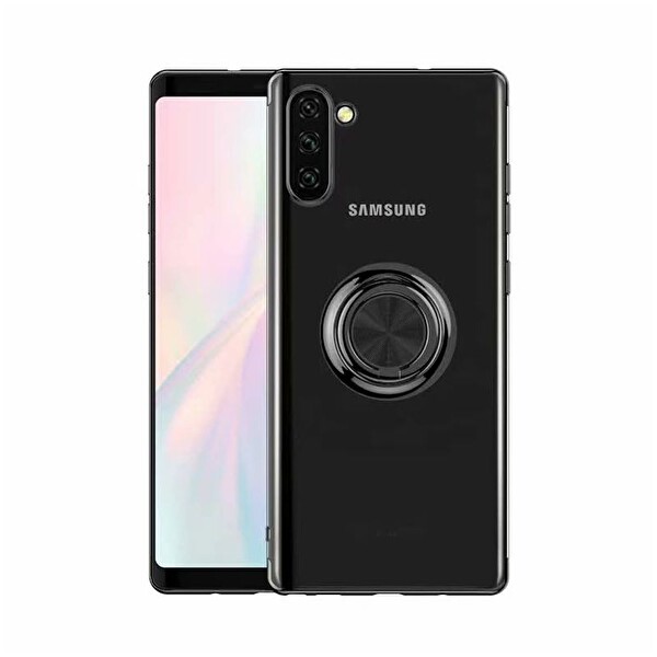 Teleplus Samsung Galaxy Note 10 Lazer Yüzüklü Silikon Siyah Telefon Kılıfı
