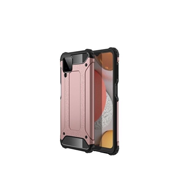 Teleplus Samsung Galaxy M12 Kılıf Çift Katmanlı Tank Silikon Rose Gold