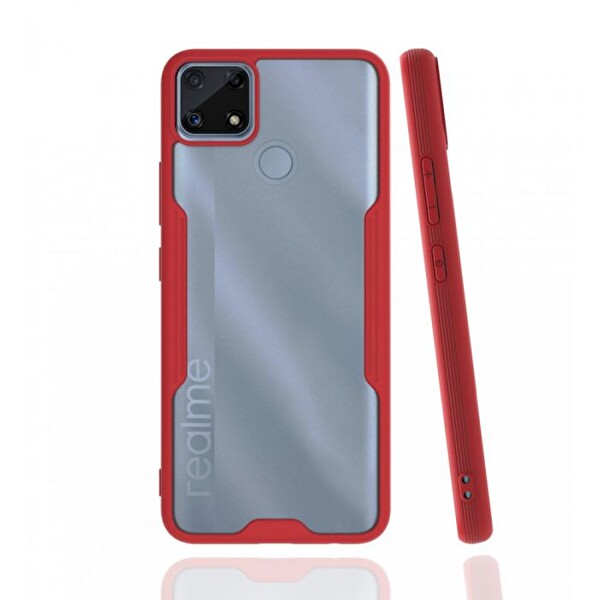 Teleplus Realme C25S Kılıf Renkli Parfe Silikon Kırmızı