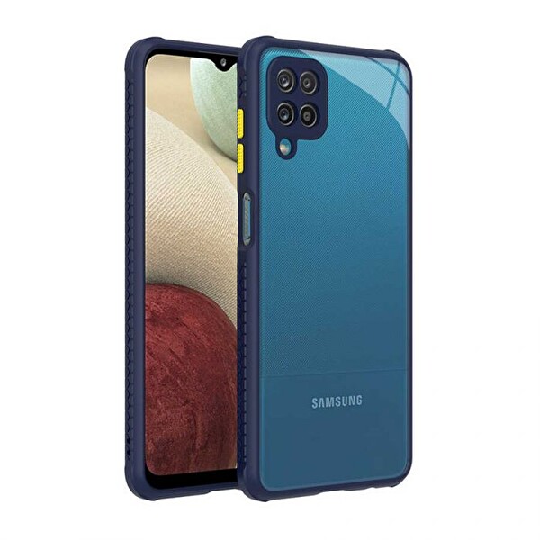 Teleplus Samsung Galaxy M12 Bumper Kamera Korumalı Silikon Lacivert Kılıf