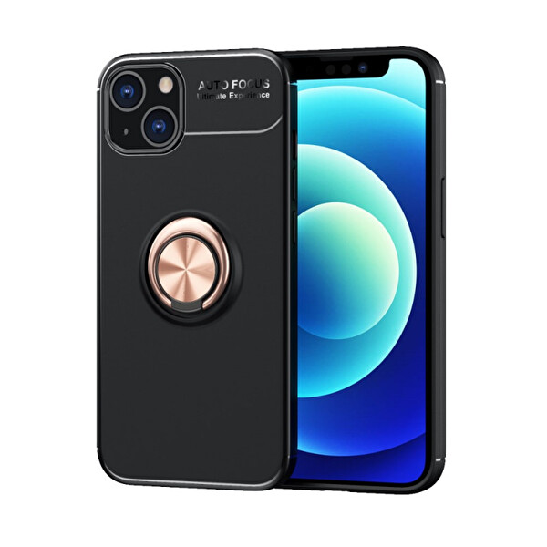 Teleplus iPhone 13 Ravel Yüzüklü Stand Silikon Gold Kılıf Teleplus iPhone 13 Ravel Yüzüklü Stand Silikon Gold Kılıf