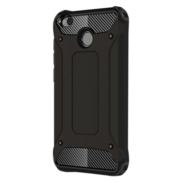 Gpack Xiaomi Redmi 4X Crash Zırh Koruma Siyah Kılıf + Nano Glass EKran Koruyucu