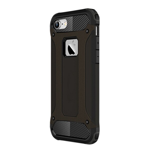 Gpack Apple iPhone 8 Crash Zırh Korumalı Siyah Telefon Kılıfı + Nano Glass