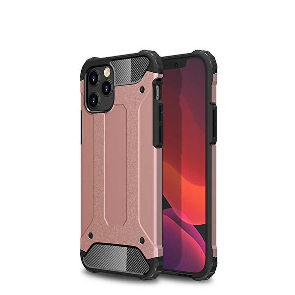 Gpack Apple iPhone 12 Pro Max Kılıf Crash Tank Çift Katman Koruyucu+Nano Glass Bronz Gpack Apple iPhone 12 Pro Max Kılıf Crash Tank Çift Katman Koruyucu+Nano Glass Bronz