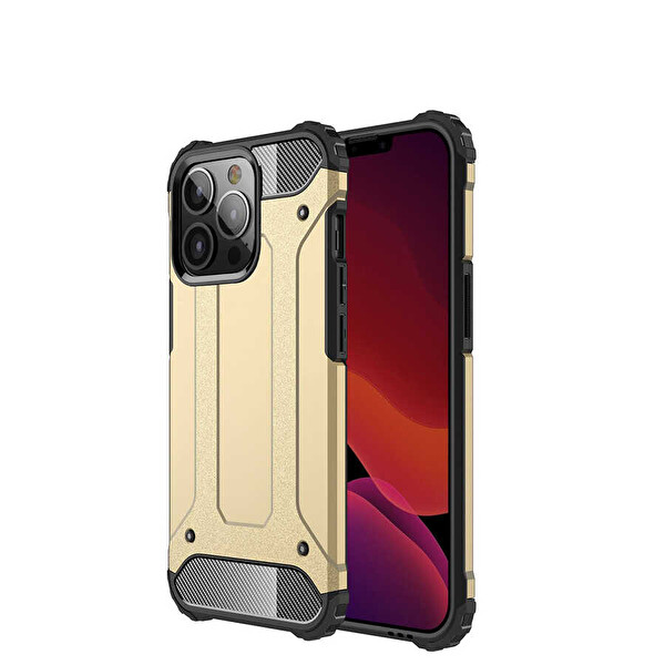 Gpack Apple iPhone 13 Pro Max Crash Tank Çift Katman Koruyucu Gold Kılıf Gpack Apple iPhone 13 Pro Max Crash Tank Çift Katman Koruyucu Gold Kılıf