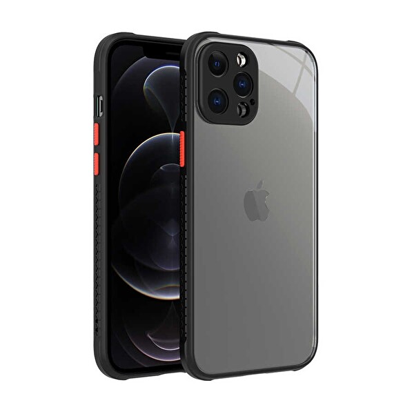 Gpack Apple iPhone 12 Pro Max Kılıf Kaff Kamera Koruma Arkası Şeffaf Silikon Siyah Gpack Apple iPhone 12 Pro Max Kılıf Kaff Kamera Koruma Arkası Şeffaf Silikon Siyah
