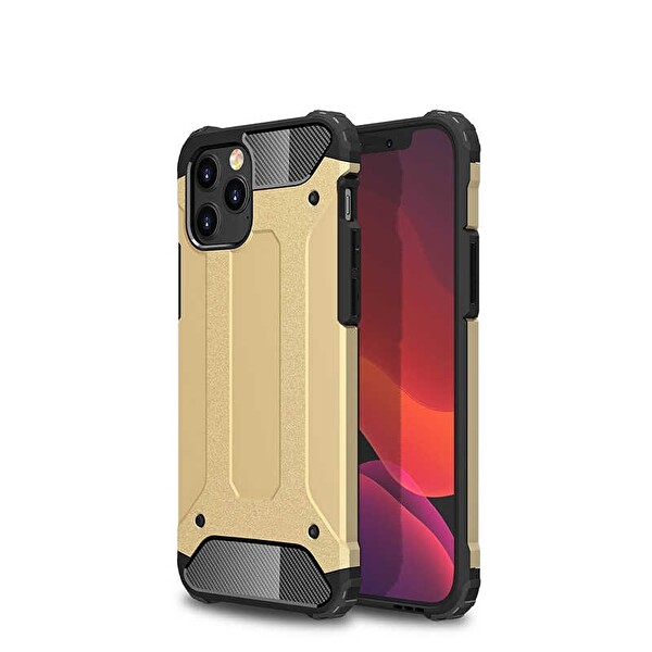 Gpack Apple Iphone 12 Pro Max Kılıf Crash Tank Çift Katman Koruyucu Gold Gpack Apple Iphone 12 Pro Max Kılıf Crash Tank Çift Katman Koruyucu Gold