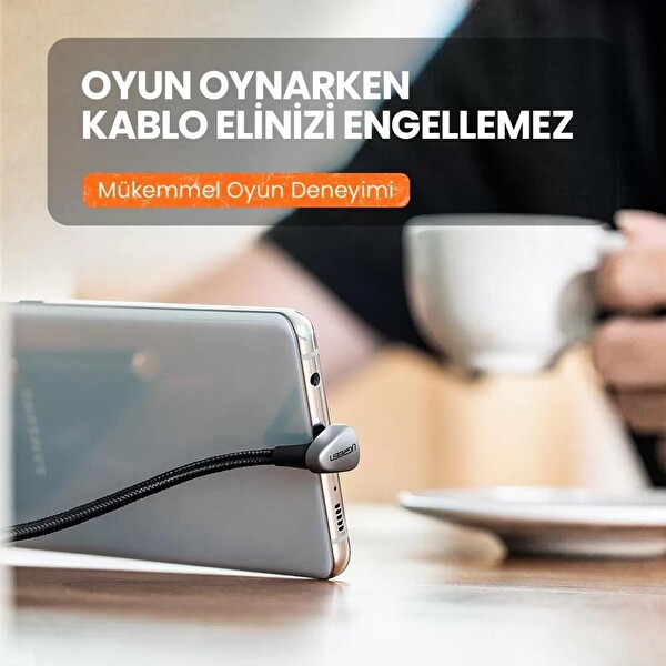Ugreen USB Type-C U Shape Oyuncular için 1 M Siyah Data ve Şarj Kablosu ...