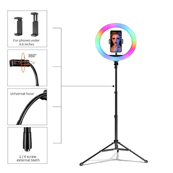 Newface MJ36 Led Işık Halka Işık Youtuber Led RGB Tripodlu Selfie Işığı ...