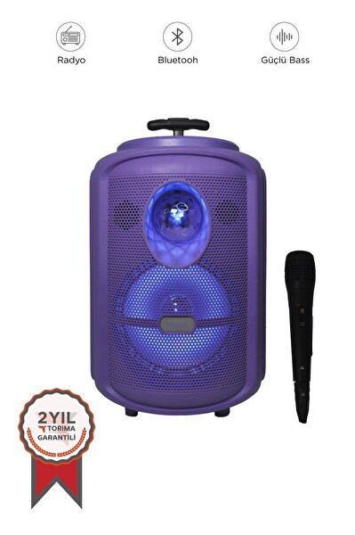 Torima KTS-2111 Mor RGB Ledli Mikrofonlu Tekerlekli Bluetooth Hoparlör ...