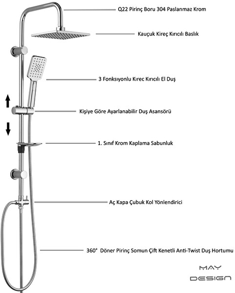 ECA Dalia Banyo Bataryası - T-May Banyo Belen Kare Tepe Duş Takımı Seti ...