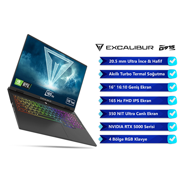 Casper Excalibur G915 Core i7-13620H 48GB 1TB 8GB RTX5070 16" W11 Pro ...