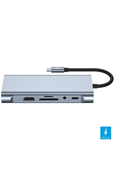 Shaza ZP08 11 in 1 USB Type-C Hub Port Adaptör Hdmı USB Ethernet PD ...