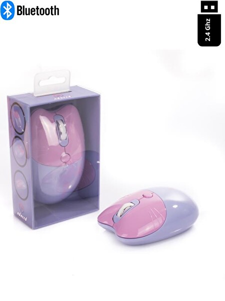 NDNeed Sevimli Kedi Kablosuz Mor Mouse Bluetooth 2.4G Dual Mode Fiyatı ...