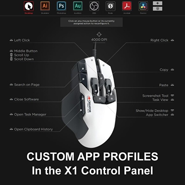 Swiftpoint Creator Wired 3D CAD Mouse 13 Özelleştirilebilir Düğme ...