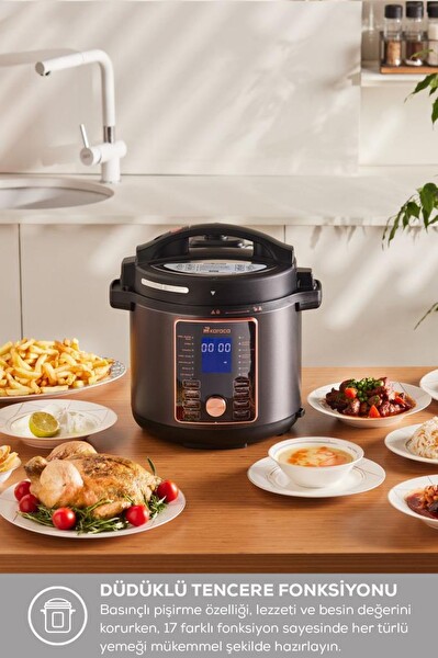 Karaca Cooker 2 in 1 6 L Çok Amaçlı Basınçlı Pişirici Akıllı Elektrikli ...