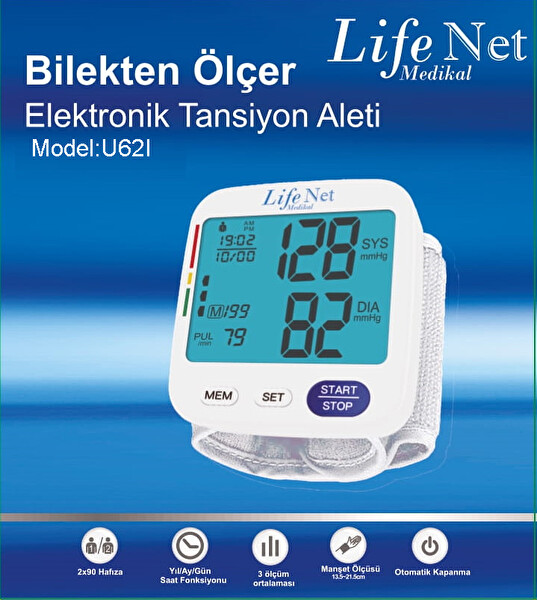 Life Net Medikal U62i Bilekten Ölçer Otomatik Dijital Tansiyon Aleti ...