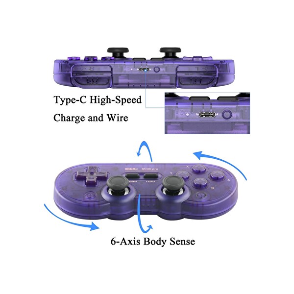 8bitdo SN30 Pro Bluetooth Kablosuz Transparan Mor Nintendo Switch OLED ...