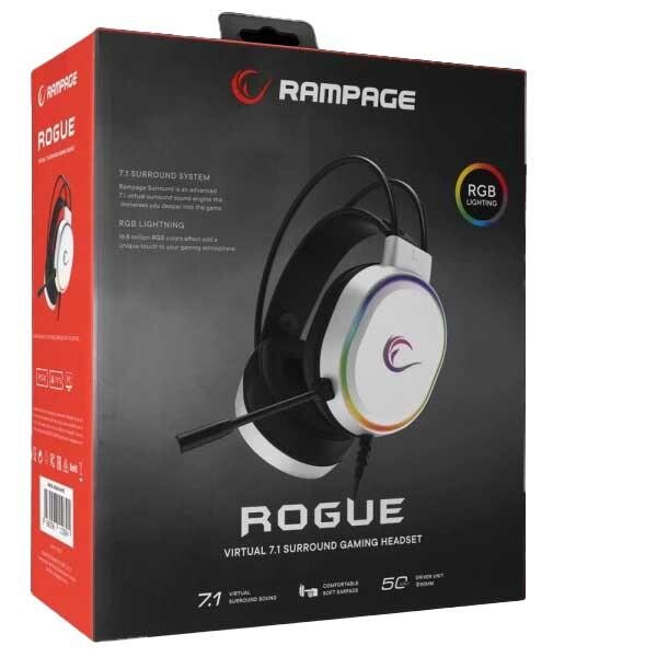Rampage Rogue USB 7.1 RGB Ledli Gaming Esnek Mikrofonlu Beyaz Oyuncu ...
