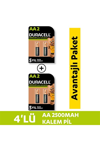 Duracell 2500 mAh 4'lü Paket Şarj Edilebilir AA Pil Fiyatı ve ...
