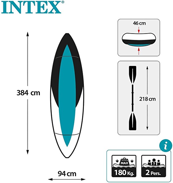 Intex Excursion Pro Kayak K2 384x94x46 CM Çift Kişilik Şişme Kano Seti ...