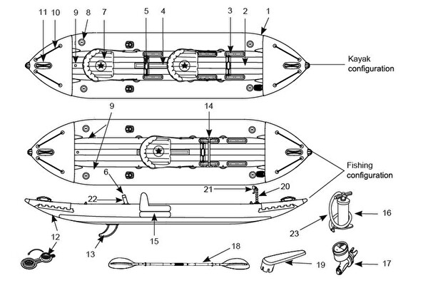 Intex Excursion Pro Kayak K2 384x94x46 CM Çift Kişilik Şişme Kano Seti ...