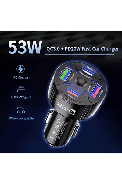 Zuidid P48 4 in 1 PD20W - QC3.0 Hızlı Şarj Başlığı Uyumlu Araç İçi ...