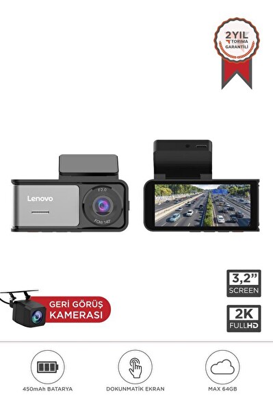 Lenovo R1/5369 Siyah 2K Wi-Fi Araç İçi Dokunmatik GPS Ön ve Arka Araç ...